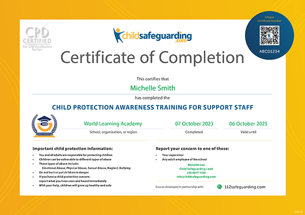 Child Protection Awareness Training for Support Staff - JESSA GALENDO ...